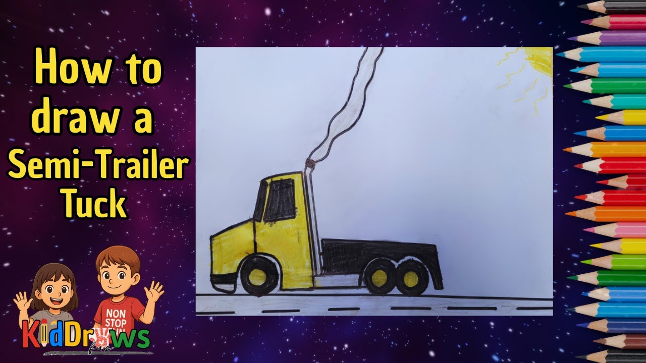 Yellow Semi Trailer Truck / How to draw a yellow semi-Truck /Semi-truck ...