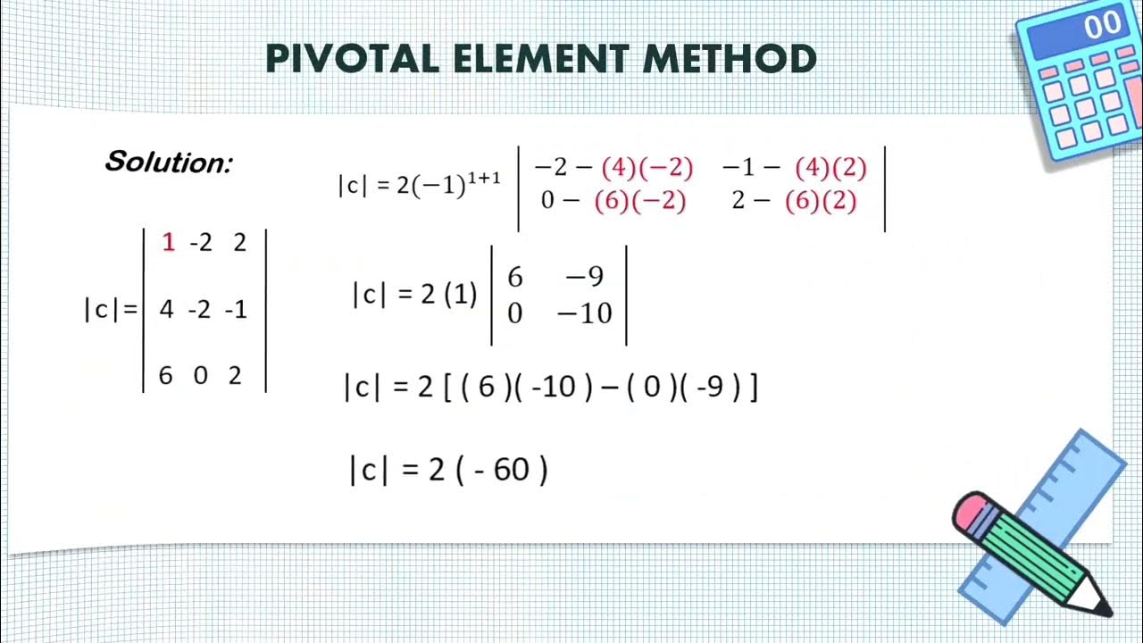 Finding the Determinants of 3x3 Matrix using Pivotal Element Method and Chio's Method - YouTube