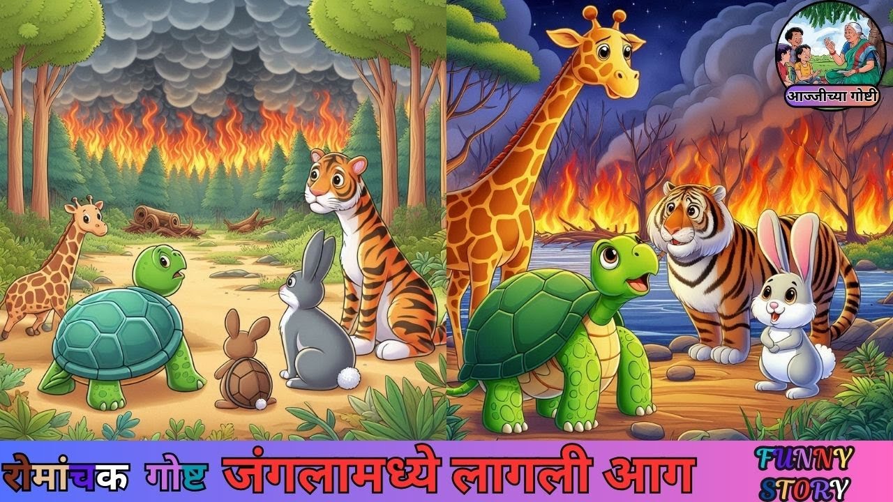 जंगलातील भीषण आग || chhan chhan goshti || पंचतंत्र || Marathi CARTOON || ANIMATED || kids ...