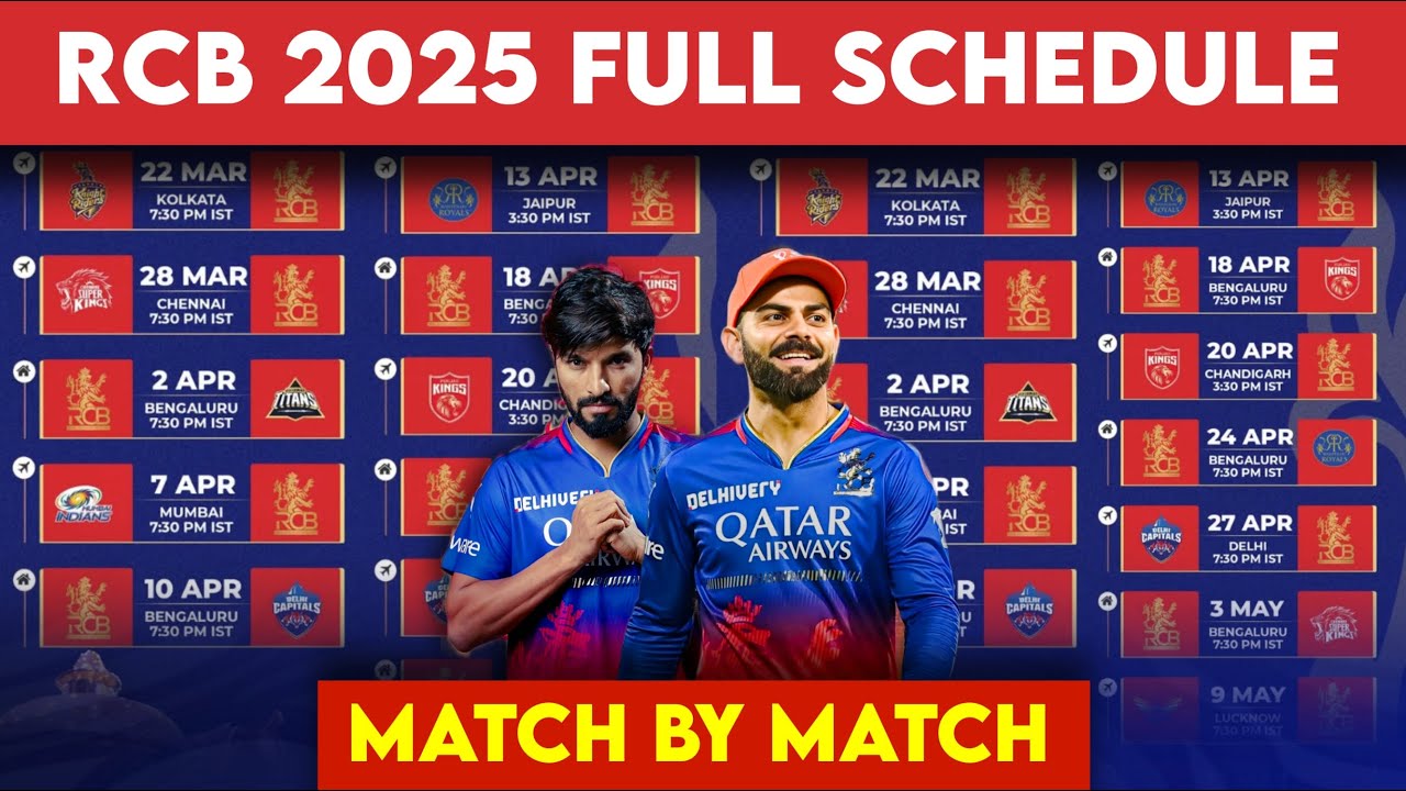 IPL 2025 - RCB FULL SCHEDULE 2025 | RCB SCHEDULE MATCH BY MATCH | MY ...
