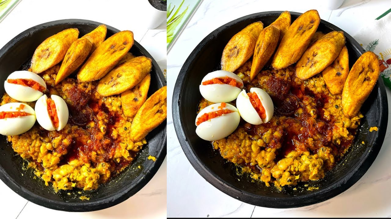 Ghana favorite street food Beans with Gari / Yor Ke Gari / Gob3 - YouTube