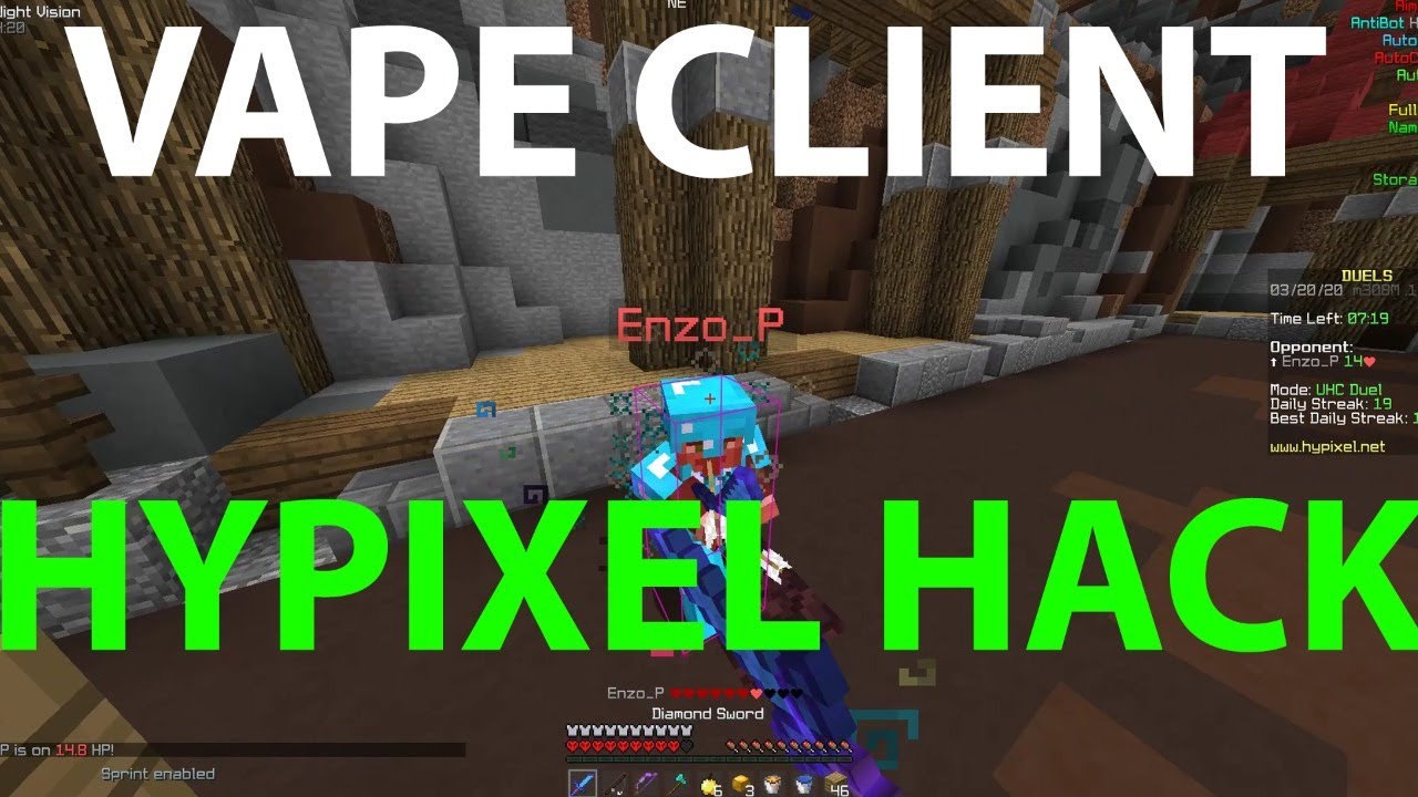 マインクラフト ハイピクセル チート配信 - Vape Ghost Client :D - YouTube