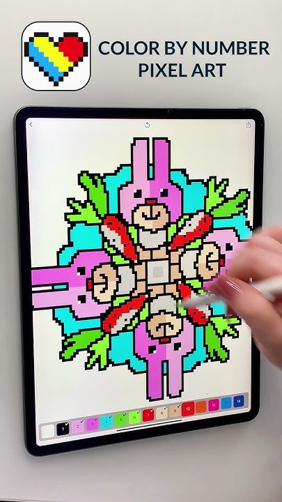 Coloring Book Pixel Art Color By Number KAWAII BUNNY MANDALA #coloring ...