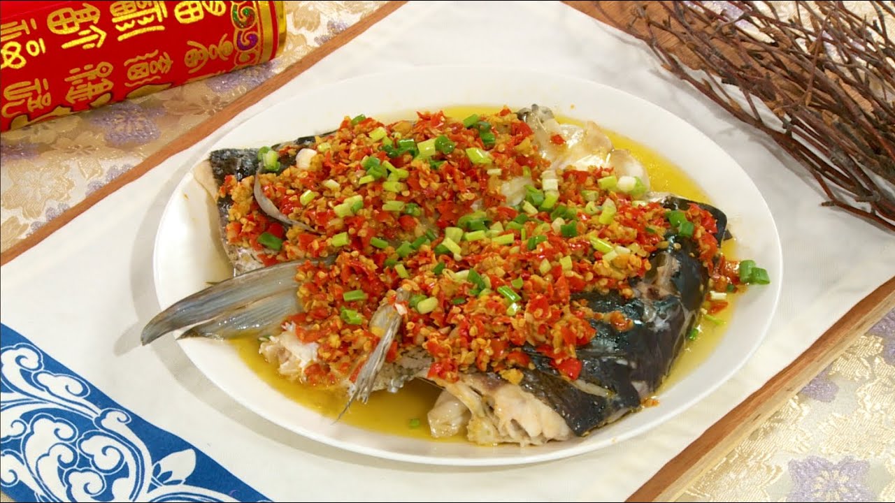 Steamed Fish Head with Chopped Chili | 剁椒鱼头 - YouTube