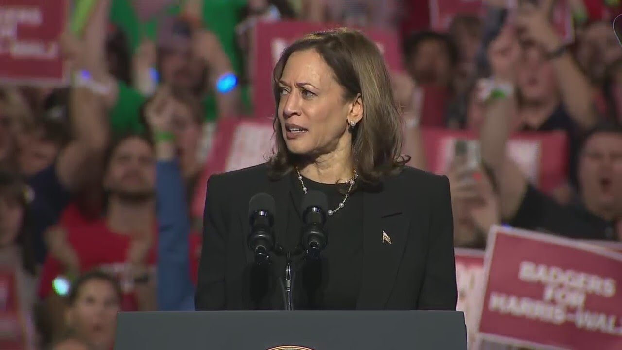 Vice President Kamala Harris speaks to supporters at rally in Madison ...