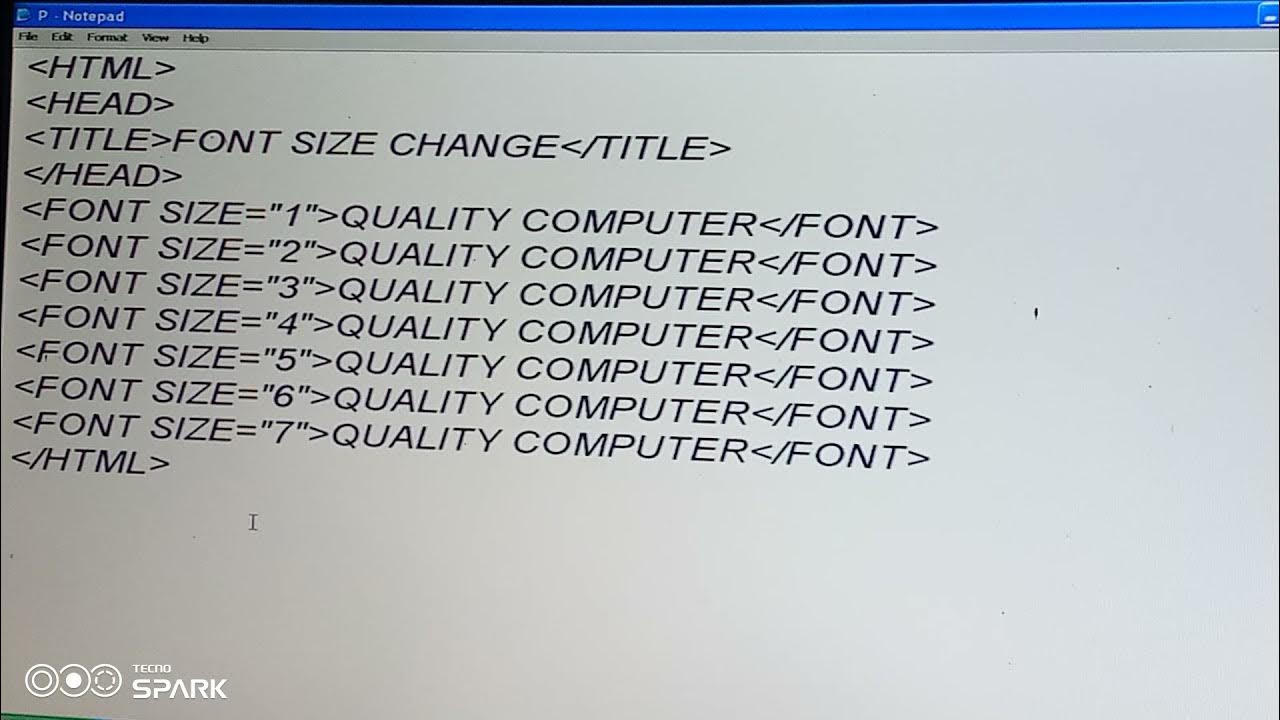 how to change font size in html html coarse part 3 by ...