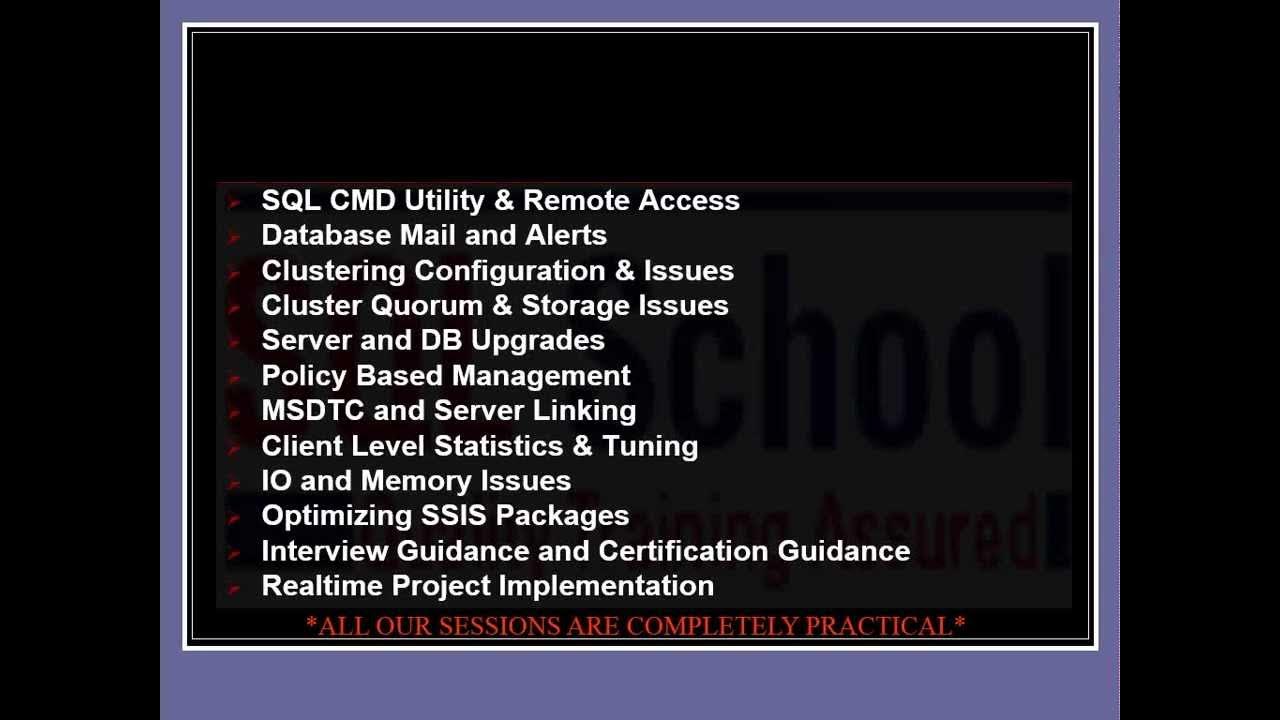 SQL DBA Online Training Course from SQL SCHOOL Training Institute - YouTube