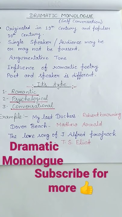 Dramatic Monologue||English literature#shorts - YouTube