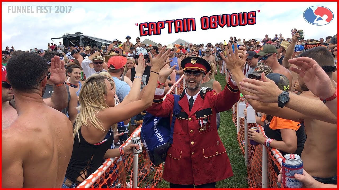 Captain Obvious Throwing Out Swag At Funnel Fest 2017! - YouTube