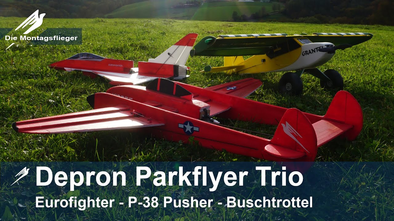 Depron Parkflyer Trio Eurofighter P-38 Buschtrottel - YouTube