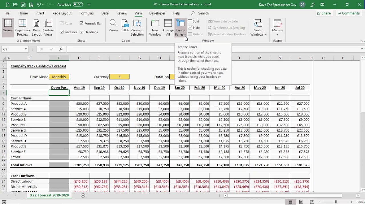 Q01 - Freeze Panes Explained - YouTube