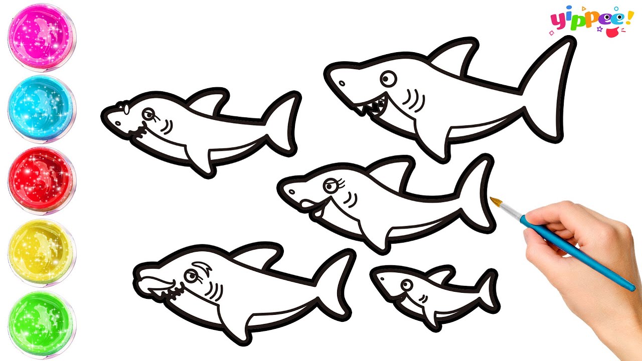 Baby Shark Family Drawing, Painting & Coloring for Kids, Toddlers ...