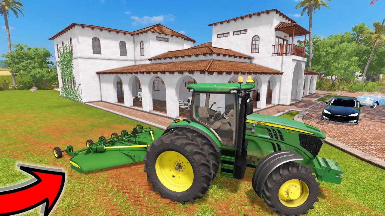 FARMING SIMULATOR 2017 | BATWING MOWING AROUND A MANSION + EXPLORING ...
