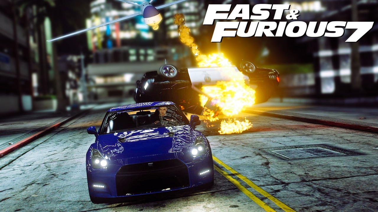GTA V - Furious 7 Brian GTR Drone Chase - YouTube