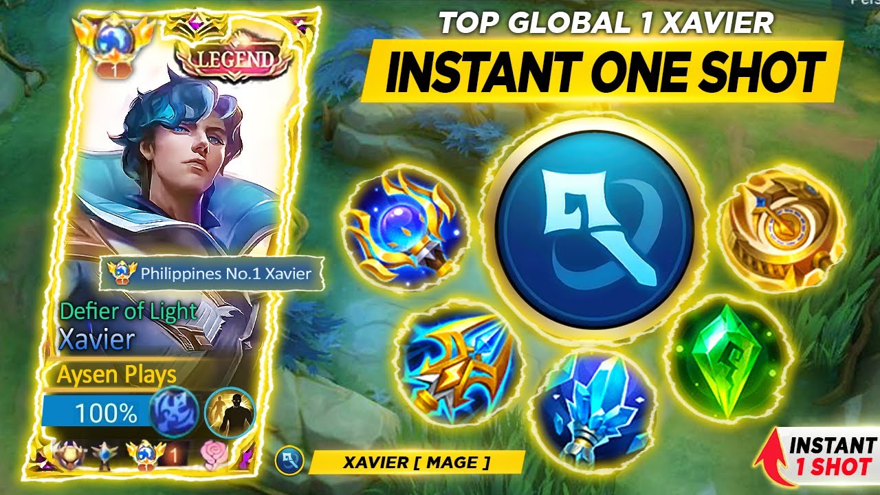 BEST RECOMMENDED BUILD FOR XAVIER IN MYTHICAL GLORY! 😱 | XAVIER ONE HIT ...