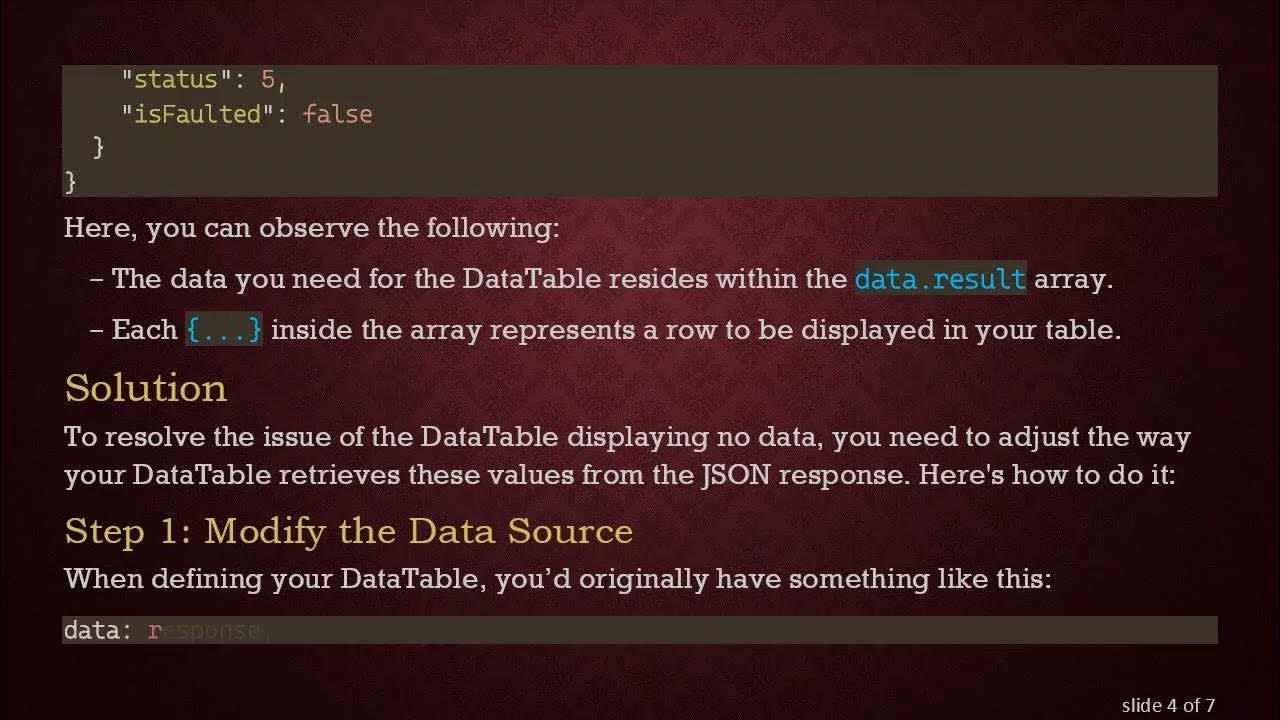 Resolving the No data available in table Issue with jQuery DataTables - YouTube