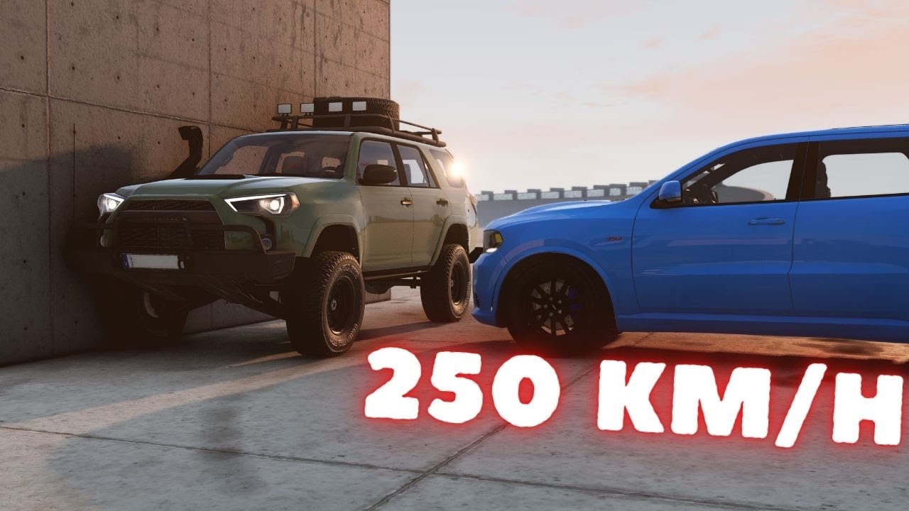 Toyota 4Runner VS Dodge Durango - Slow Motion- 💥 250 KM/H 💥 BeamNG ...