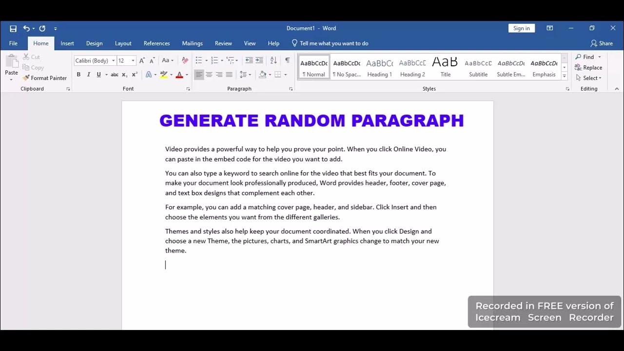Generate Random Paragraph In MS Word #shorts - YouTube