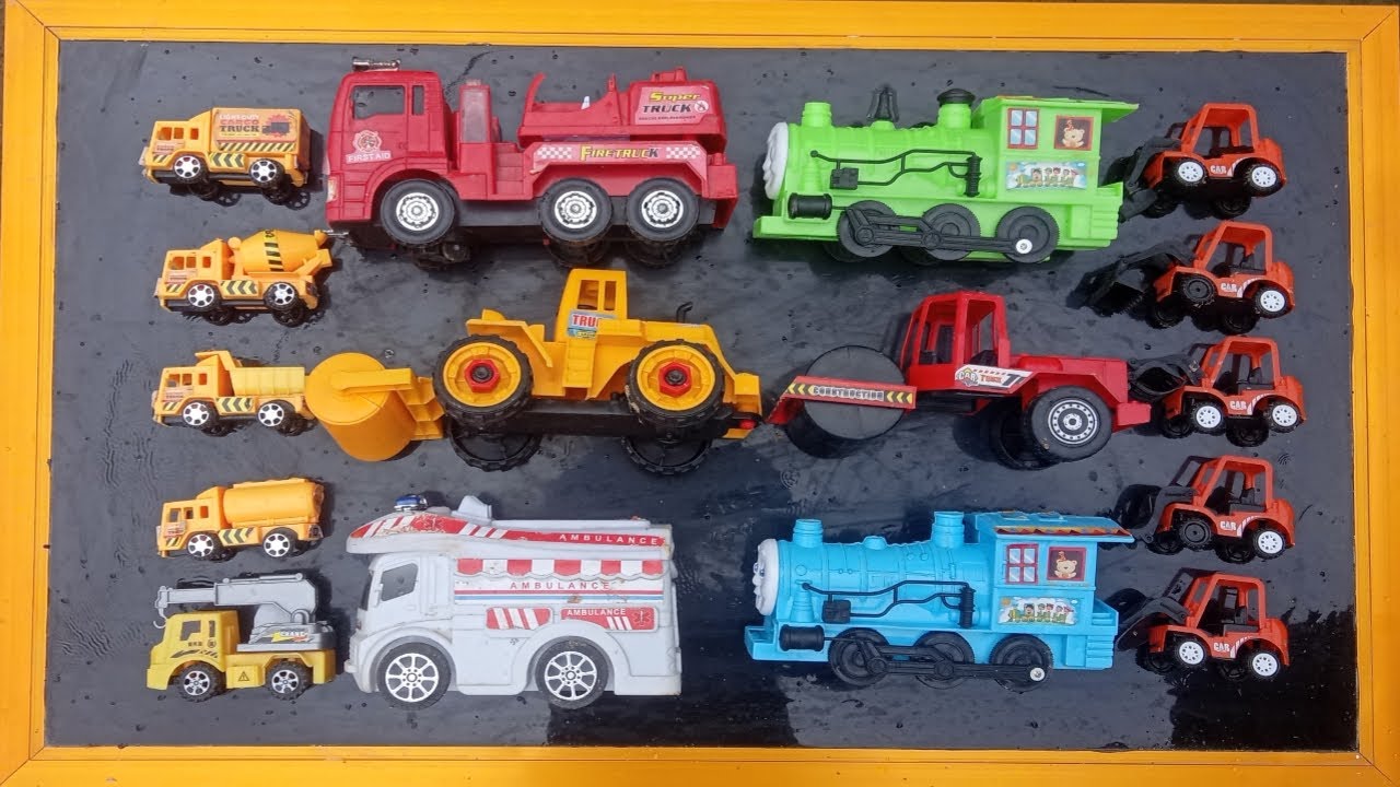 Mainan mobil box, truk tangga merah, mobil polisi, truk tangki, kereta ...