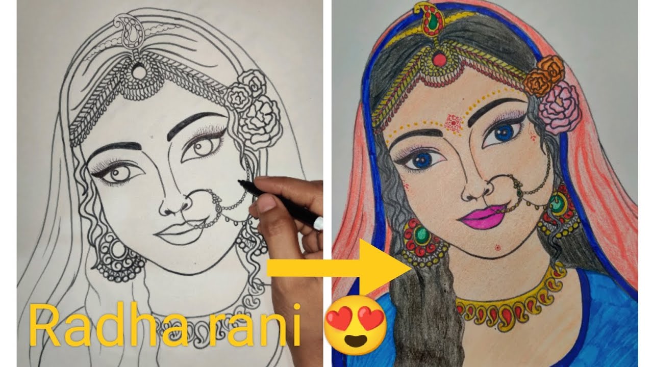 How to draw Radha rani easily in 3 minutes||Drawing wallah|| - YouTube