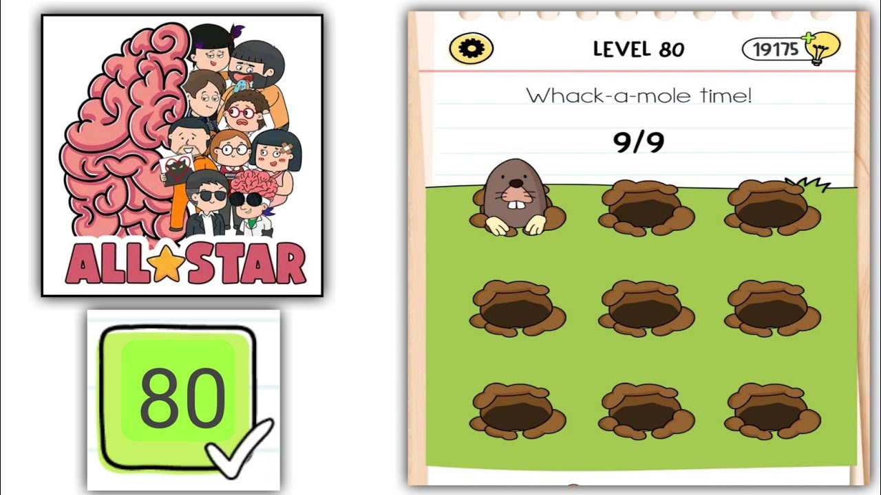 Brain test All Star level 80 Whack-a-mole time - YouTube