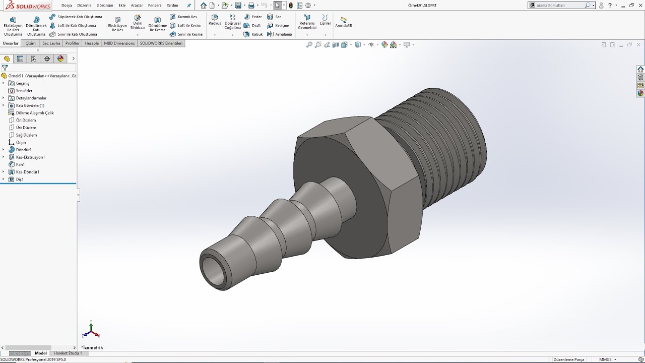 SolidWorks Örnek Çizim #91 (3D solid model example) - YouTube