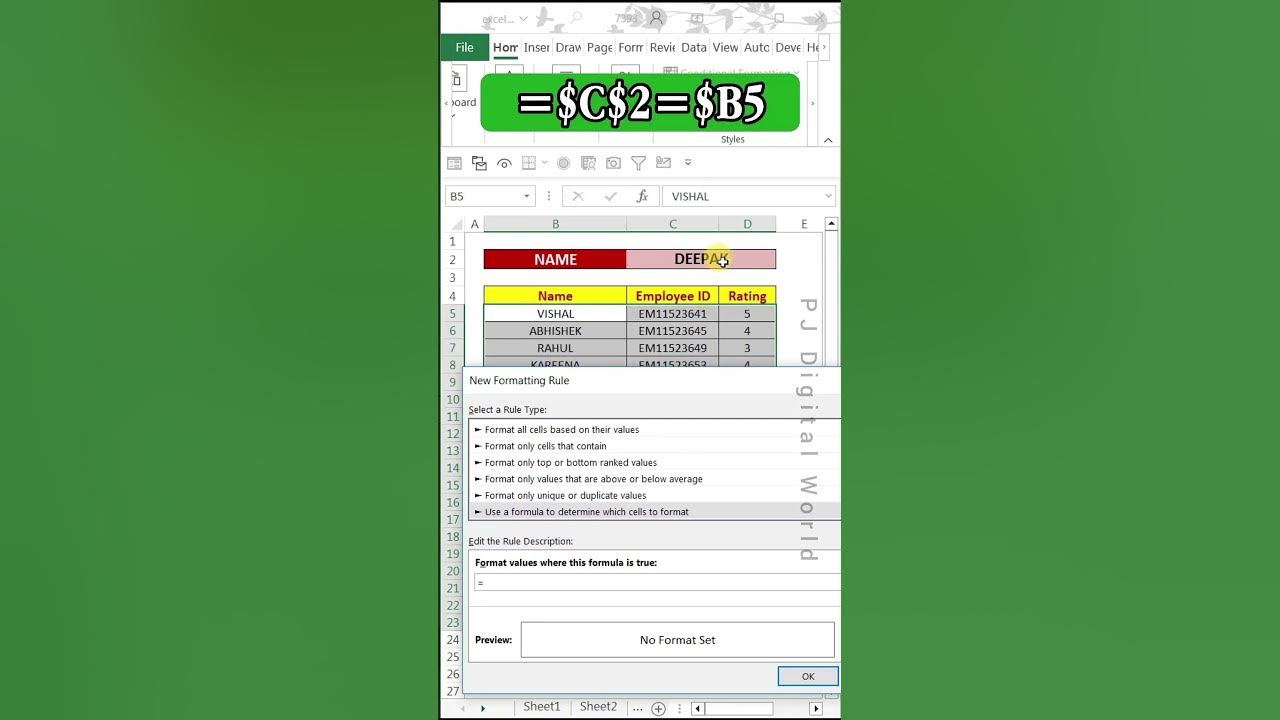 Conditional formatting trick in Excel | Excel Tips Tricks Formulas #shorts #trending #excel ...