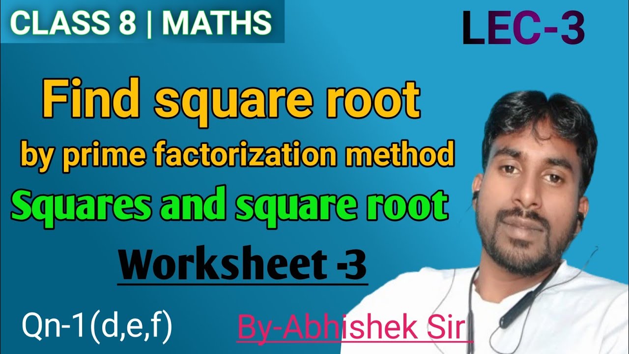 Squares and square root |Chapter-1| worksheet -3 class 8 maths CBSE DAV ...