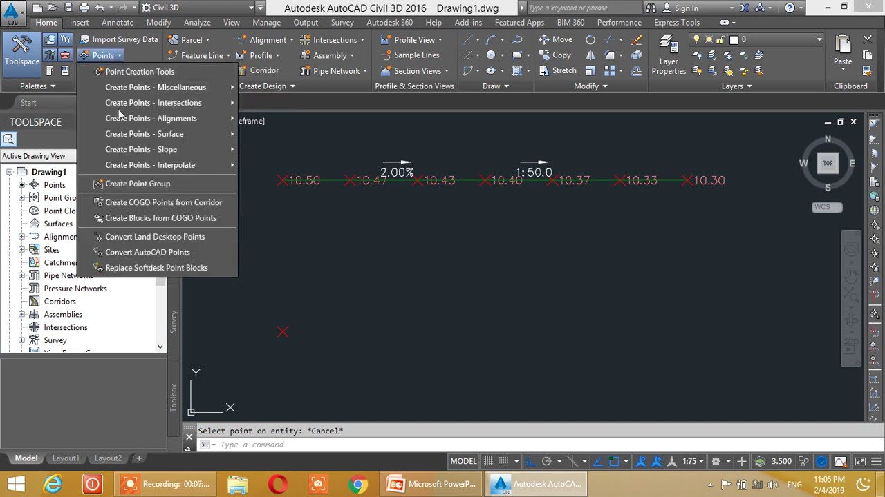 28 Create Points by Using Slope in Civil 3D Draw Slope by Using ...