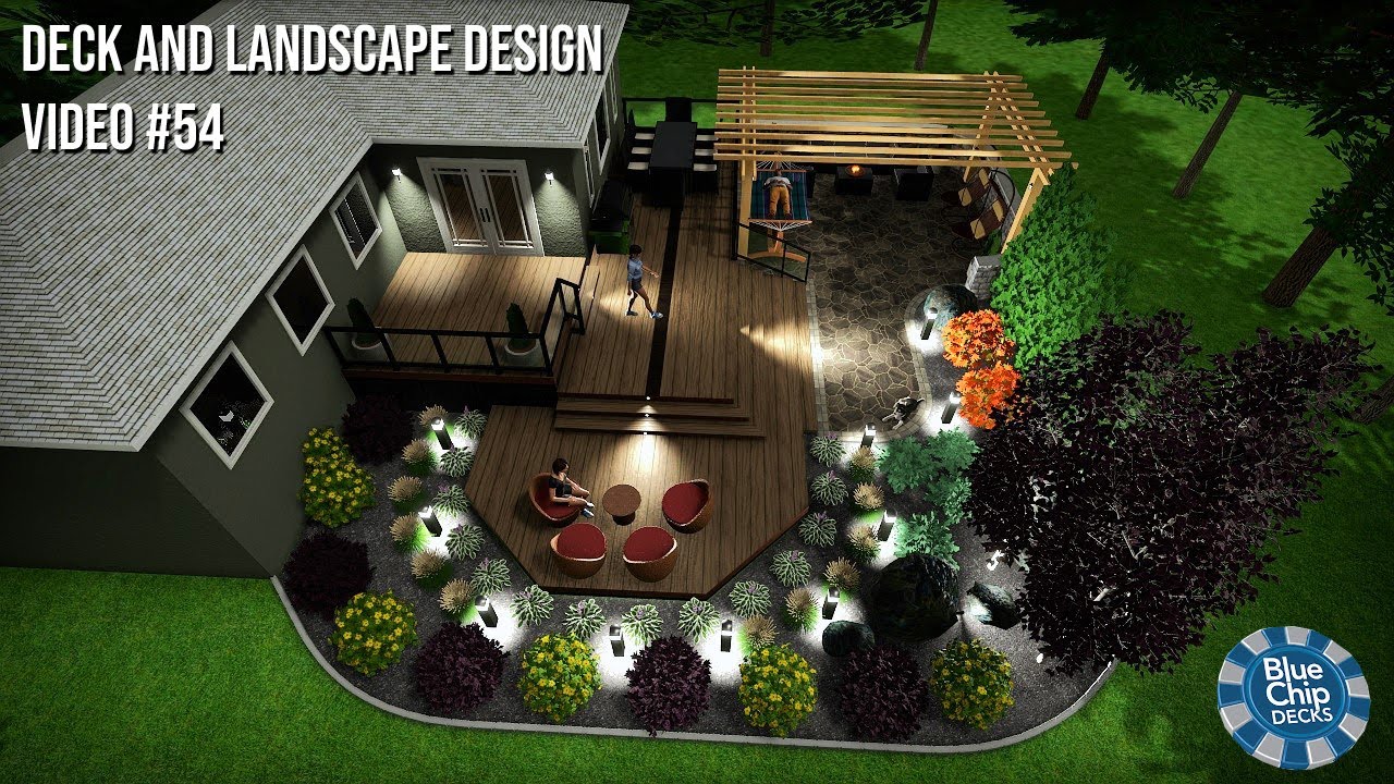 3D Deck & Landscape Design # 54 Three-Tier Composite Deck With Patio ...