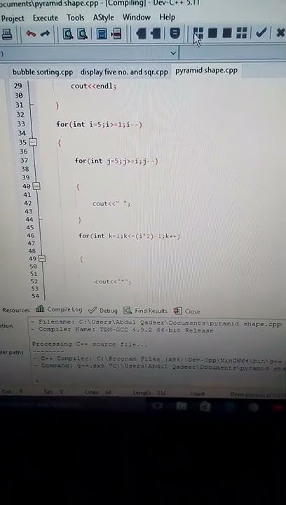 Write a program Using For Loop to make pyramid shape - YouTube