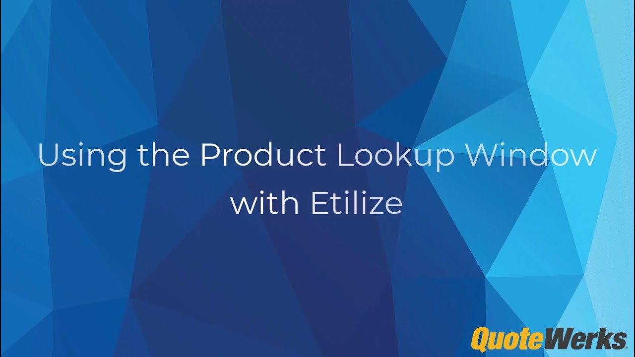 Using the Product Lookup Window with Etilize | QuoteWerks® - YouTube