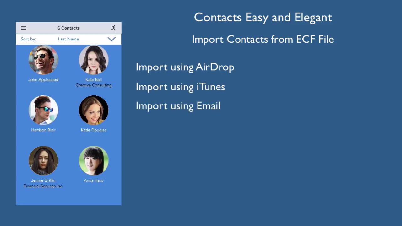 5 Contacts Easy and Elegant - Import Contacts from ECF File - YouTube