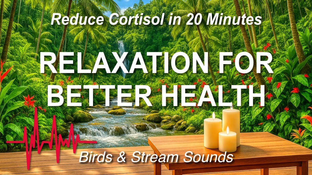 Natural relaxation with calming bird and stream sounds improving heart ...