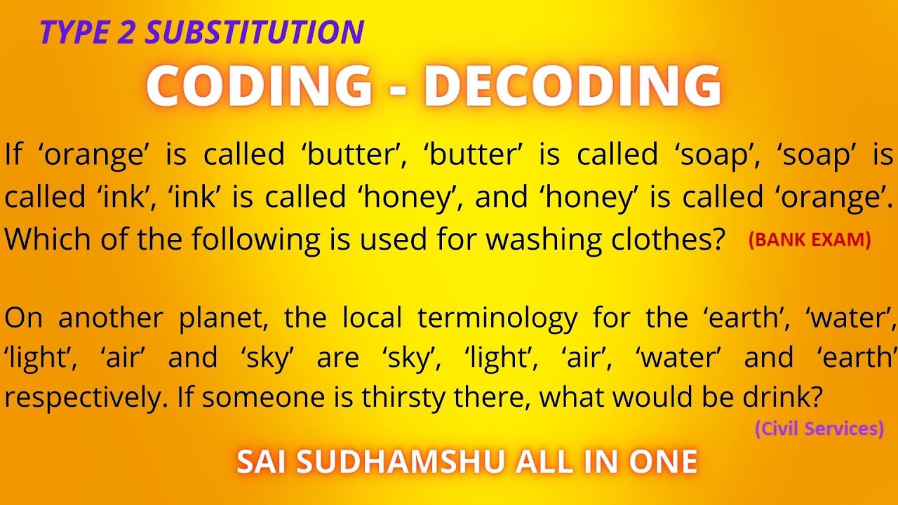 Coding Decoding Part 2 Substitution Reasoning V91 Youtube 7454