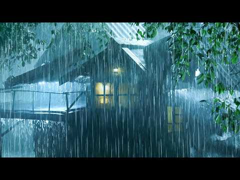 Rainy Night Ambience for Perfect Sleep | Heavy Stormy Rain on Tin Roof & Strong Thunder Sounds