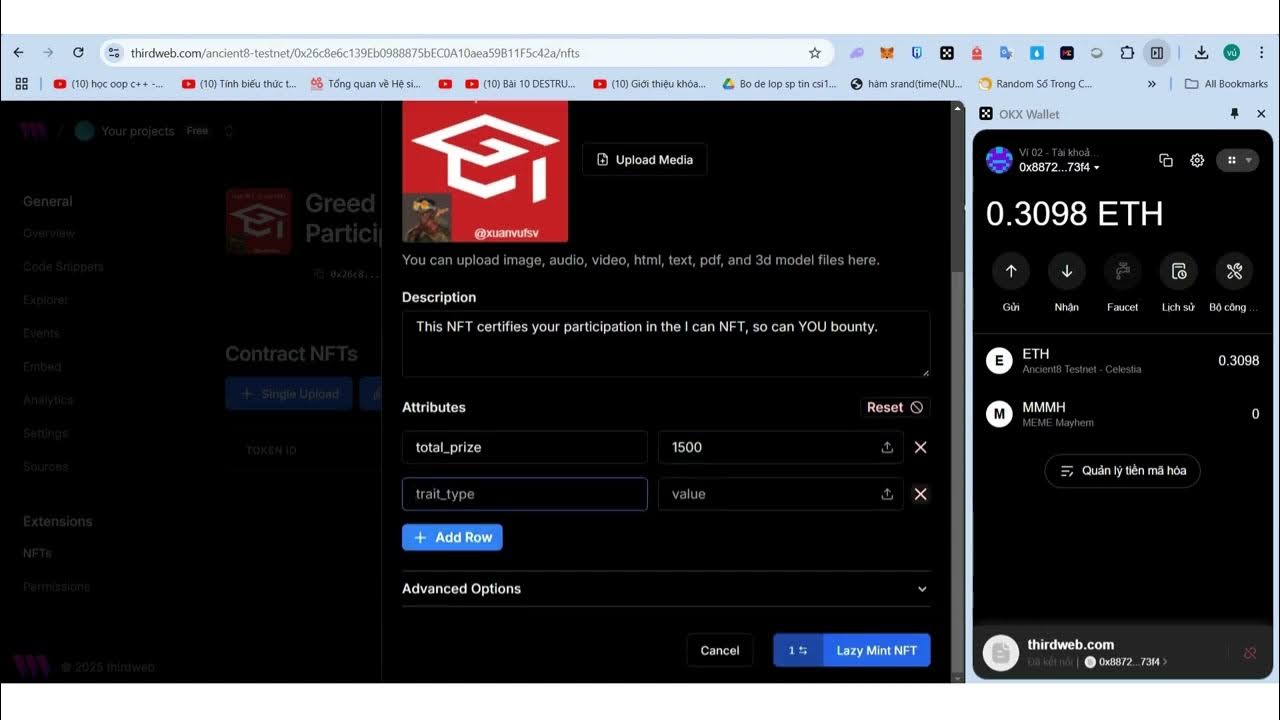 Create ERC1155 NFT and Airdrop Thirdweb - YouTube