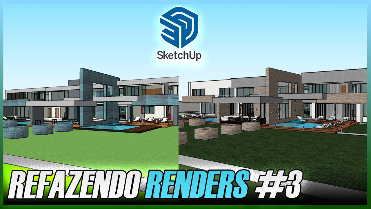 Fachada Casa Moderna no Sketchup - Refazendo Renders 3 - Paulo Junior 3D - YouTube