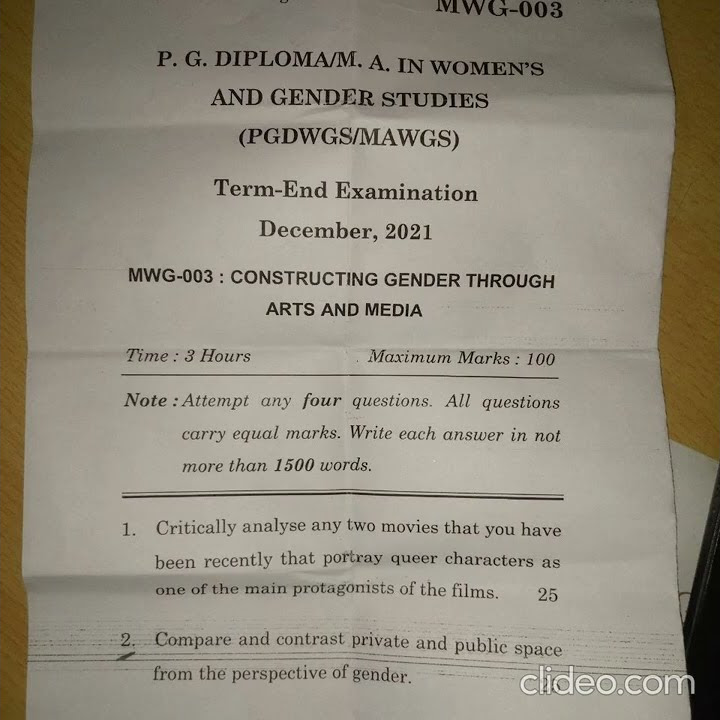 IGNOU 2022 PYQ EXAMINATION QUESTION PAPER PGDWGS COURSE_CODE: MWG_003 ...