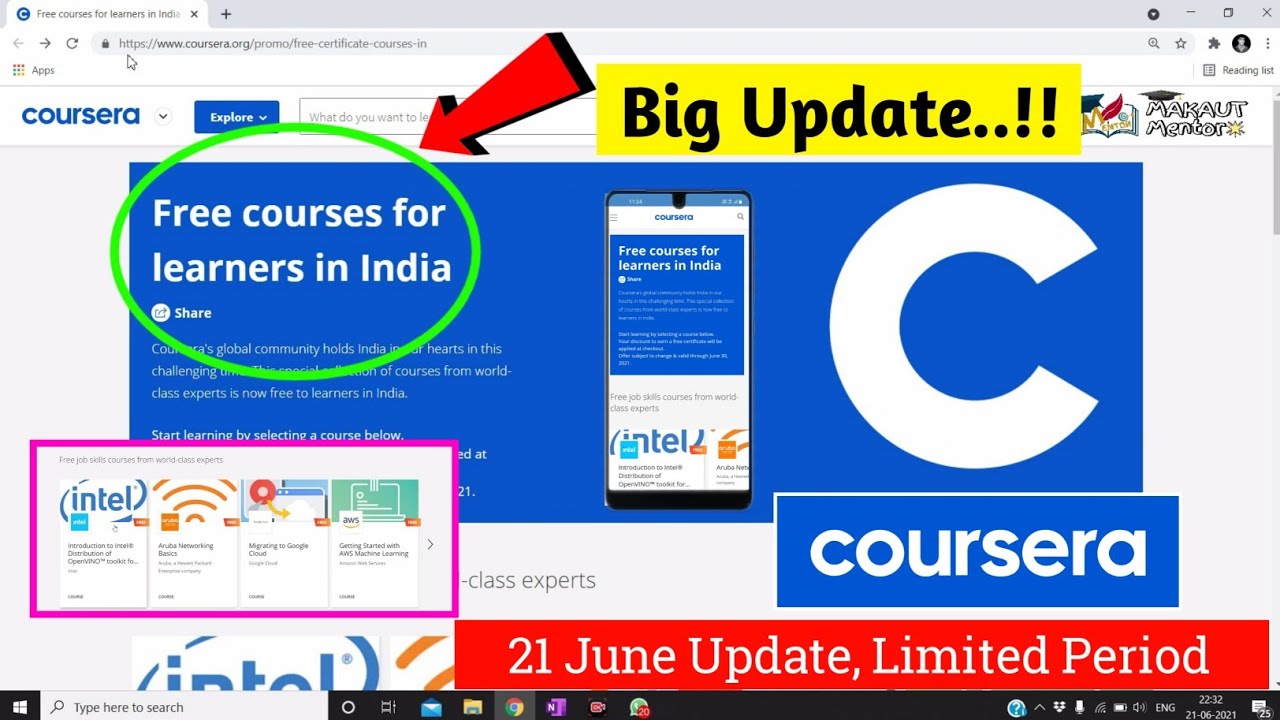Coursera Launch Free Certificate Courses for All Indian College ...