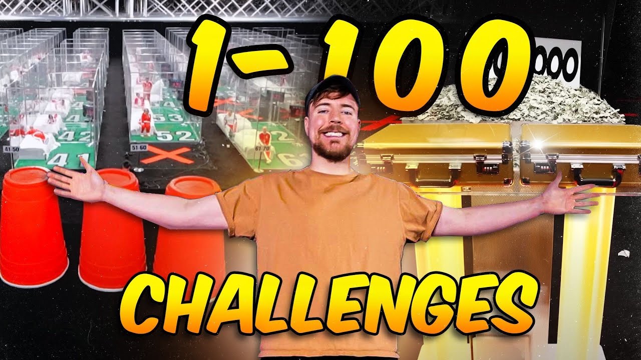 Mr Beast 1 100 fight for $500,000 video list of challenges - YouTube