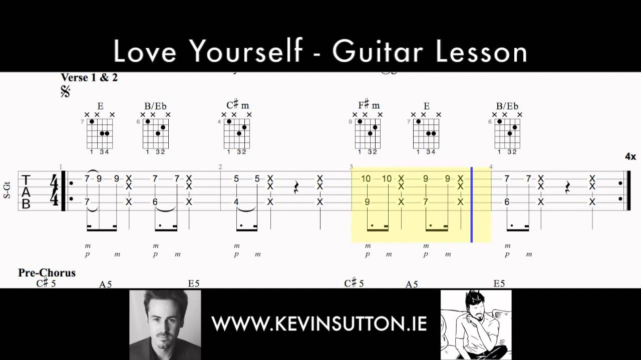 Love Yourself Guitar Lesson Youtube