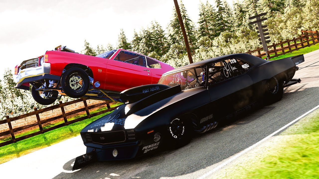 Realistic Drag Racing Crashes #24 - BeamNG Drive - YouTube