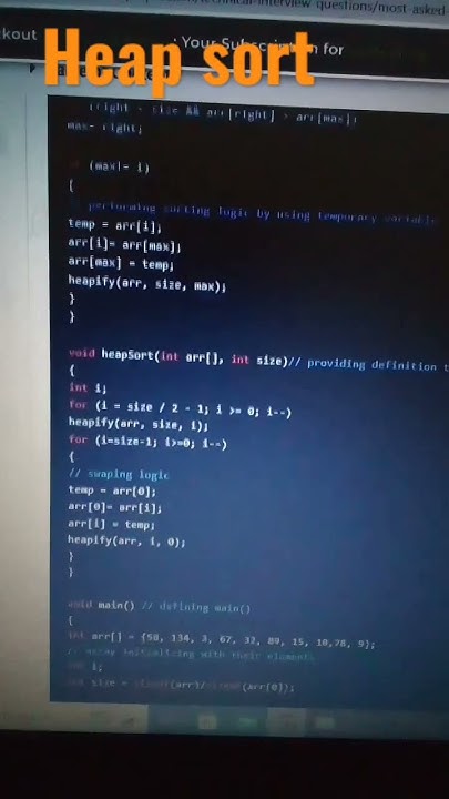 Heap Sort In C Coding Hackerrank Datastructures Cprogramming Leetcode Youtube 
