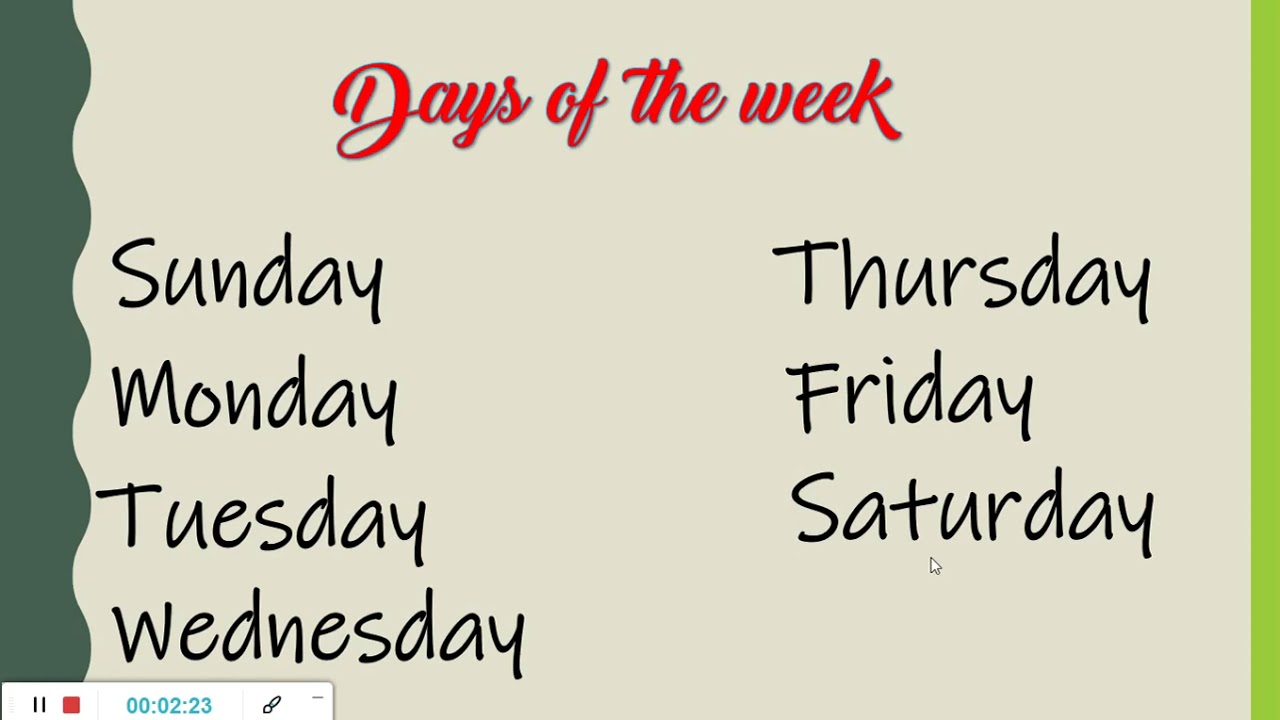 DAYS OF THE WEEK YouTube days-of-the-week-youtube