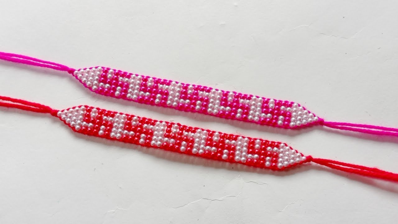 Swastik Bracelet || How to make swastik woolen and pearls bracelet ...