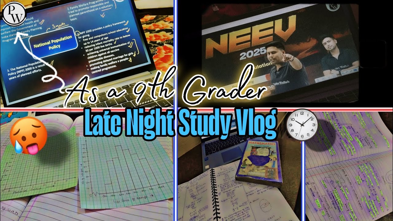 LATE NIGHT 🌝 STUDY VLOG GRADER|CLASS 9 STUDY VLOG| CBSE 9th GRADER 📚 ...