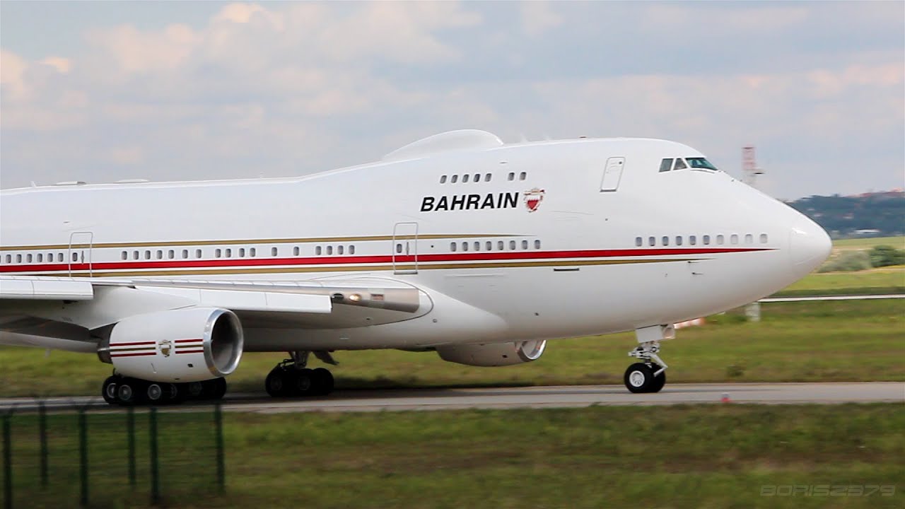 Bahrain Royal Flight (Boeing 747SP) A9C-HAK take off at Ferihegy - YouTube