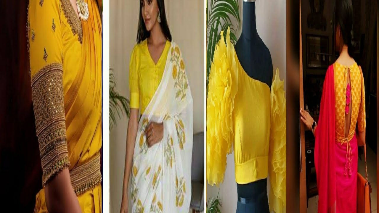 yellow colour blouse design's/latest yellow blouse design's/new blouse ...