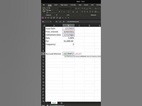 ACCRINT Function #Shorts Excel Tutorial Accrued Interest - YouTube